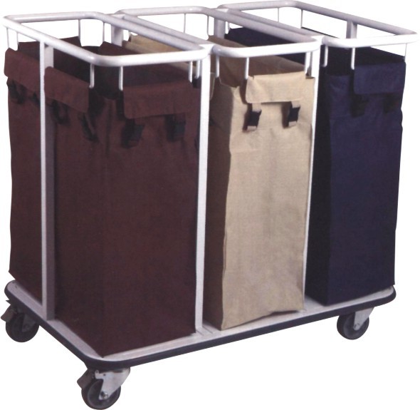 Metal Frame Hotel Linen Cart Hotel Laundry Trolley With Storage Bags